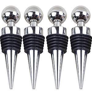 4Pcs Wine Stopper Bottle Stopper Plastic Wine Corks Silver Bottle Stopper Set Hardware Reusable Wine Bottle Stopper for Wedding Wine Party Bar Turning