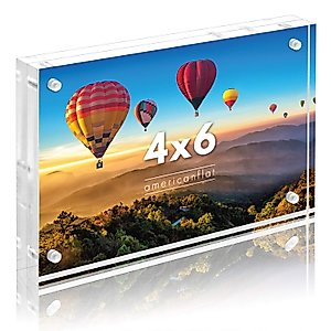 Americanflat 4x6 Acrylic Picture Frame - Double Sided Frames with Magnetic Corners - Transparent Acrylic Frames for Desk or Tabletop Display - 4x6 Picture Frame with Microfiber Cloth Included