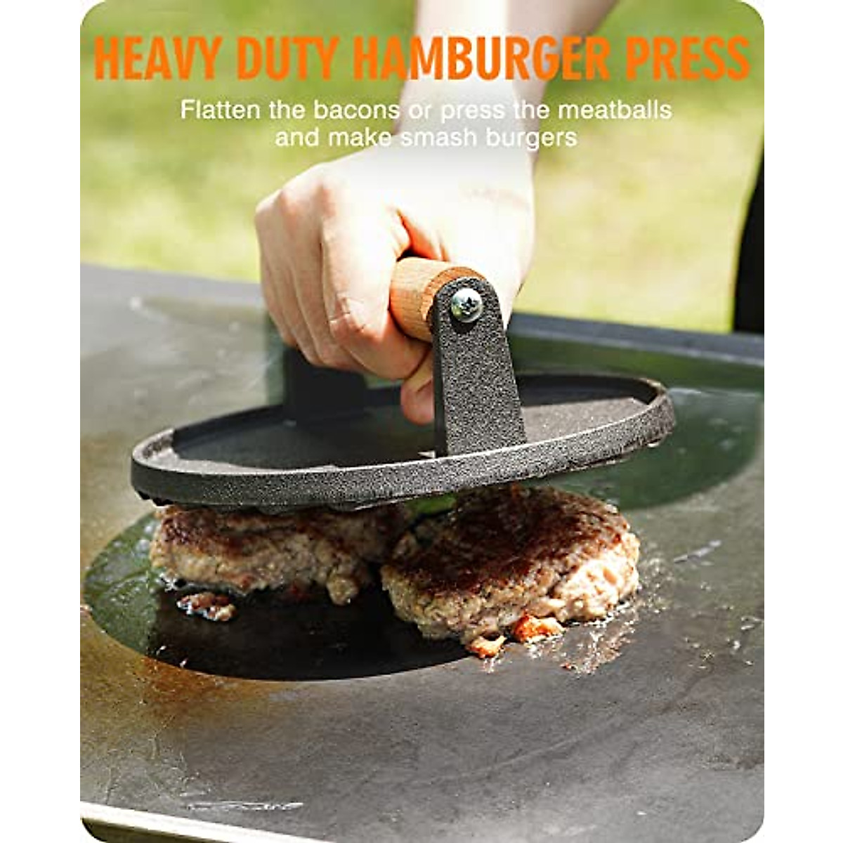 homenote Griddle Accessories for Blackstone, Commercial Grade 12 Inch Heavy Duty Round Melting Dome with Cast Iron Smash Burger Press Perfect for Flat Top Hibachi Grill Indoor Outdoor