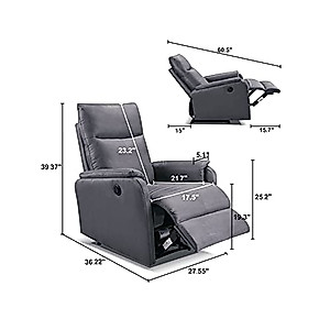 Electric Power Recliner Chair with USB Port,Fabric Ergonomic Lounge Single Sofa Seat Chair,Home Theater Seating with Recliner Function for Small Room 35.4" D x 30" W x 39.8" H