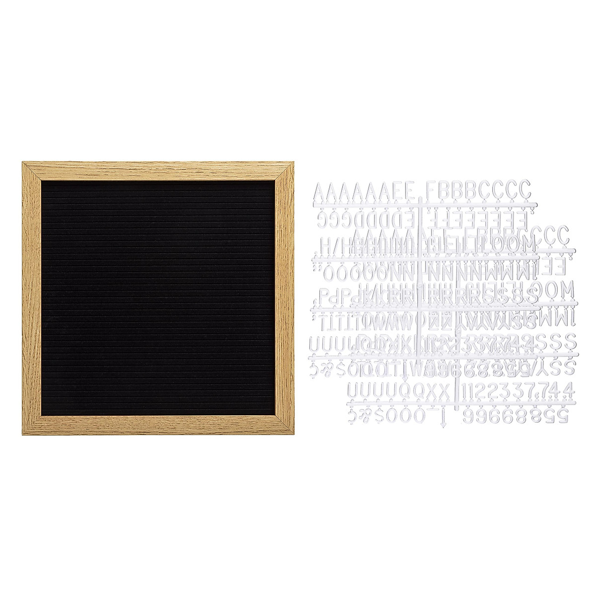 Pearhead Natural Wood And Black Felt Classic Letter Board Set, Includes 294 White Letters, Modern Reusable Message Board, Gender Neutral Photo Prop, Nursery And Home Decor, 10" x 10"