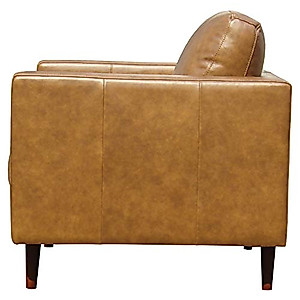 Amazon Brand – Rivet Revolve Modern Leather Armchair with Tapered Legs, 33"W, Caramel