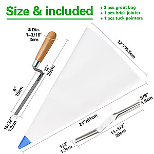 Tahikem 3 Pack Tile Grout Masonry Mortar Bag, 12" by 24" Heavy Duty Tear Resistant Puncture Tip Cement Sealer Bag, Mortar Bag Masonry, Grout Bag for Tile Installation, Grouting Bag (12x24 inch, Blue)