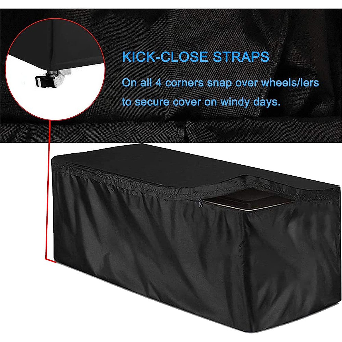 Patio Deck Box Cover Skyour Heavy Duty 420D Oxford Waterproof Bench Outdoor Storage Deck Boxes Covers Garden Furniture Table Ottoman Dust Cover (Black, L: 62x32x28in)