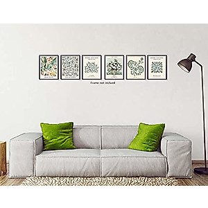 Green Gallery Flower Market Posters for Room Aesthetic Floral Set of 6 Famous Matisse William Morris Van Gogh Canvas Wall Art Botanical Plant Print Painting Danish Pastel Wall Decor 8x10in Unframed