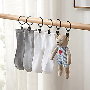 Skycase 40 Pack Curtain Rings,Metal Curtain Ring with Clips,Decorative Drapery 1.5 inch Interior Diameter Curtain Rod Clips Hangers for Bathroom, Living and Guest Room,Black