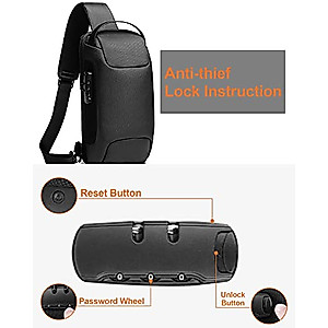 Lily Parker Sling Bag Backpack Mens Cross Body Waterproof Anti-Theft Shoulder Daypack with USB Charging Port Fit 7.9" iPad, Black, Small