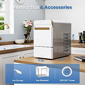 Gevi Household V2.0 Quiet Countertop Nugget Ice Maker, Self-Cleaning Chewable Pellet Ice Machine, 38 lbs/24H, Energy-Efficient, White