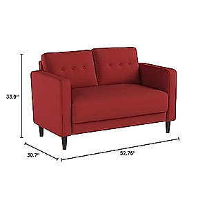 ZINUS Mikhail Loveseat Sofa / Ruby Red Sofa / Button Tufted Cushions / Easy, Tool-Free Assembly