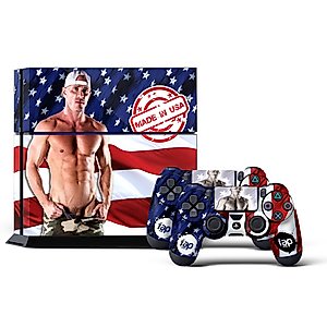 Ps4 Console Designer Skin for Sony Playstation 4 System Plus Two(2) Decals For: Ps4 Dualshock Controller - Johnny Sins Patriot by FapWrap