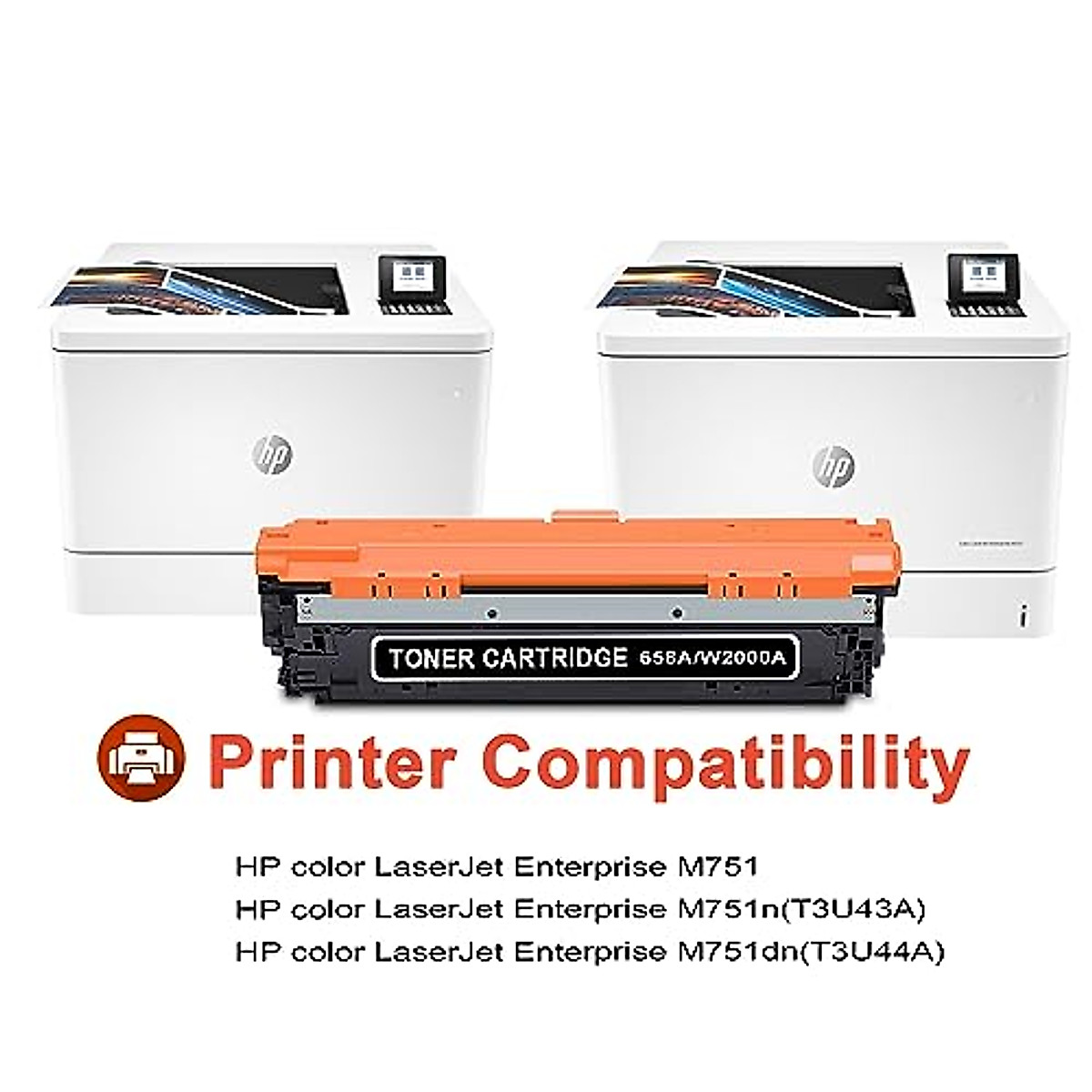 658A Black Toner Cartridge (with Chip), W2000A High Capacity Toner Cartridge, Compatible Replacement LJ Enterprise M751n M751 M751dn Printer.(1 Pack /Black)