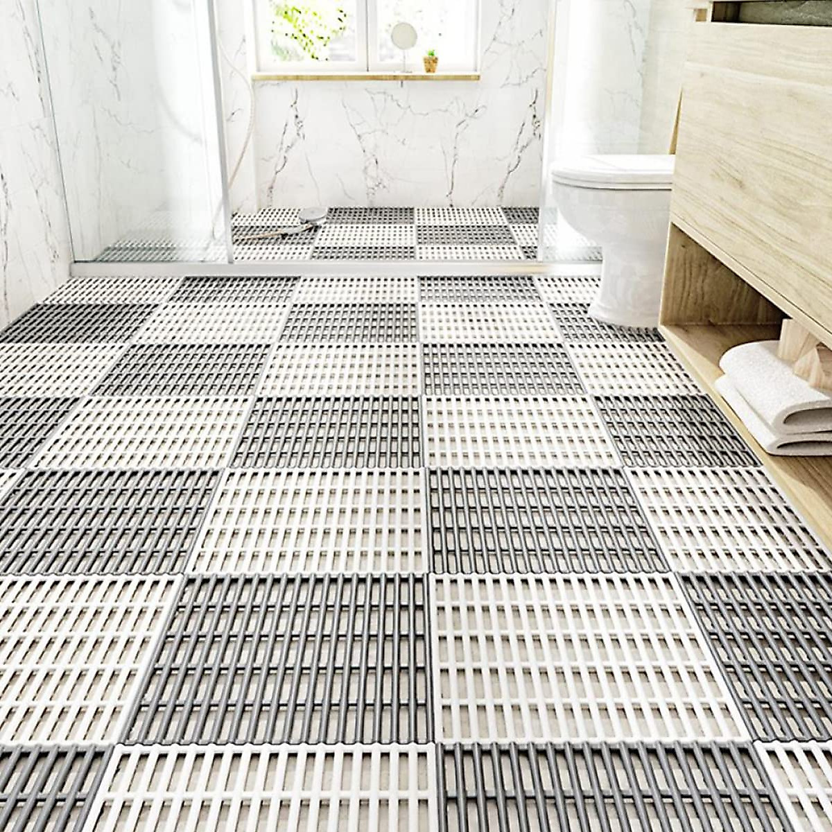 2pcs Carpet Waterproof Bath Mat Hydrophobic Floor Tile Mat PVC