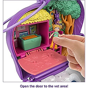 Polly Pocket Compact Playset, Elephant Adventure with 2 Micro Dolls & Accessories, Travel Toys with Surprise Reveals