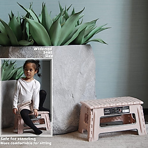 BEEANDEE Folding Step Stool - 9" Height - Holds up 300 Lbs Lightweight Foldable Stepping Stool is Sturdy Enough to Support Adults & Safe Enough for Kids. Skid Resistant and Open with one flip