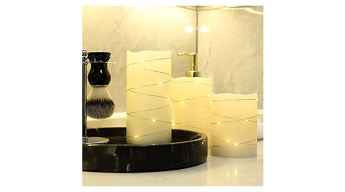H-BLOSSOM Flameless Candles Set - Safe Real WaxLED Lights, Timer