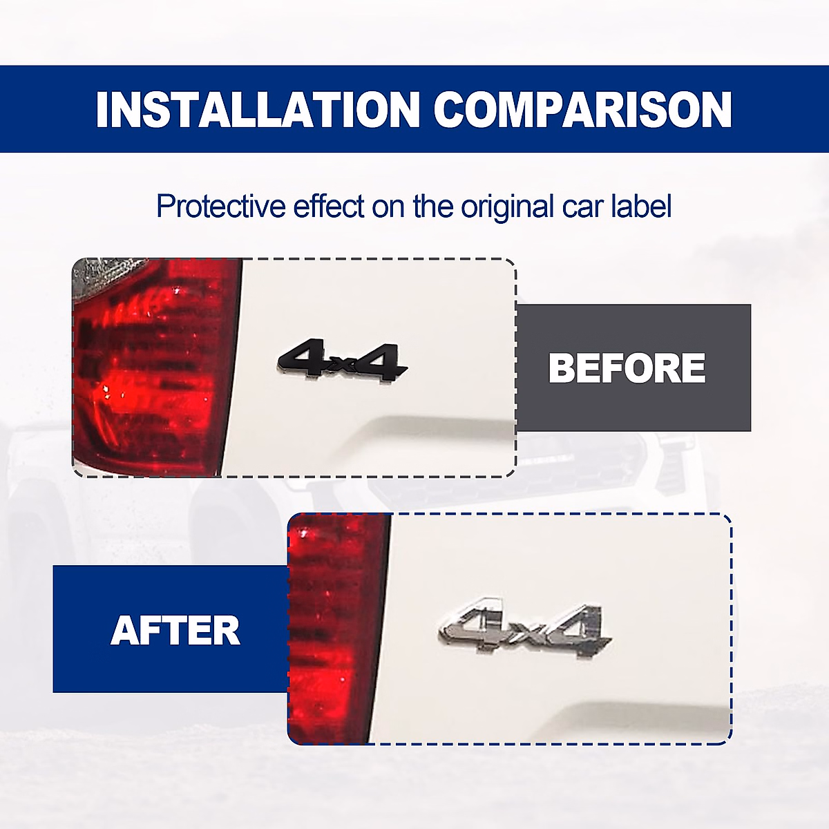 Universal 4X4 Emblem Badge 3D Logo, Full Coverage Adhesive Replacement Compatible with Toyota 4Run, Tac, Tun SUV Truck Pickup Model, 3D Metal Matte Black Logo Trunk Badge (Silver)