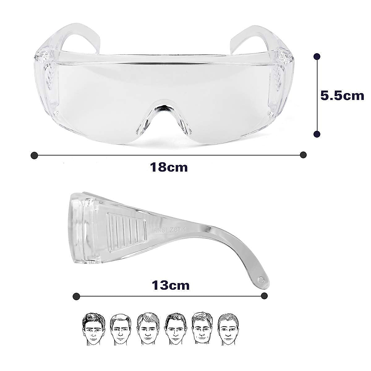 NAMSAN Clear Safety Goggles Lab Protective Eyewear over Prescription Glasses Job Protective Goggles Anti Droplet Debris Eye Protection