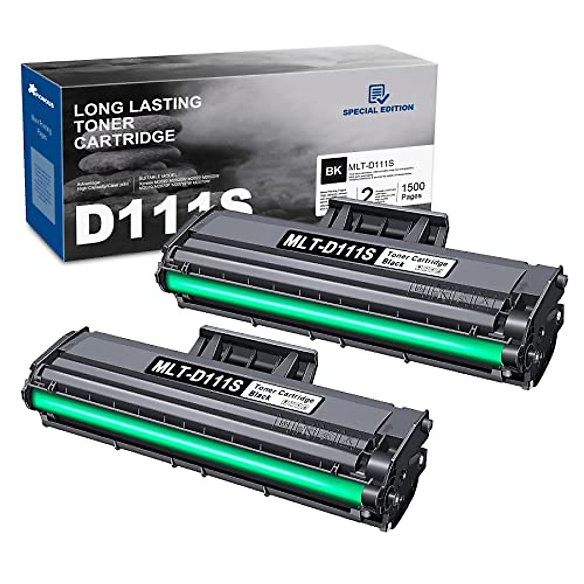 D111S MLT-D111S Black Toner Cartridge - Replacement for Samsung 111S MLT-D111S Toner Xpress M2020 M2020W M2022 M2022W M2070 M2070F M2070FW M2070W Printer, 2 Pack