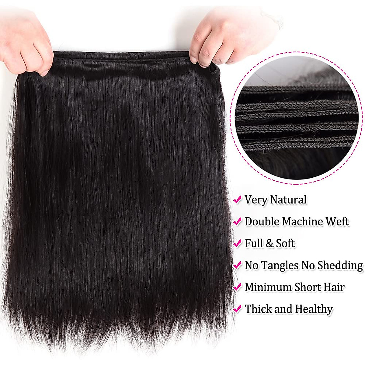 Subella Brazilian Straight Hair 3 Bundles 14 16 18inch Grade 10A Virgin Straight Human Hair Bundles Natural Black Color Hair Extensions