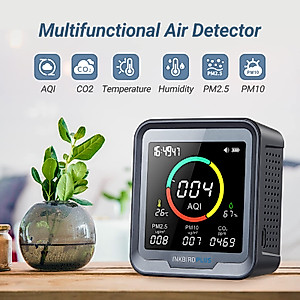 INKBIRDPLUS Indoor CO2 Detector, Air Quality Monitor, Tester for Carbon Dioxide, Temperature and Relative Humidity, Indoor CO2 Monitor with Alarm, for Grow Tents, Wine Cellars, Homes, Cars(PTH-9C)