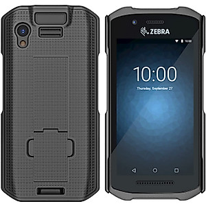 Case with Stand for Zebra TC21 TC26 Mobile Computer Scanner, Nakedcellphone Textured Slim Hard Shell Protector Cover with Kickstand - Black