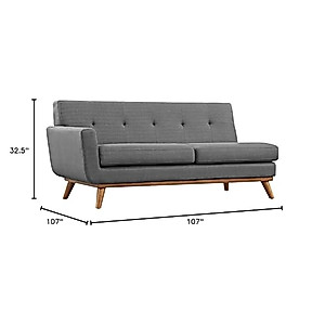 Modway L Shaped Sectional Sofa Engage Mid-Century Modern Upholstered Fabric Gray
