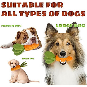 Cooway Dog Chew Toy, Carrot Dog Squeaky Toys for Aggressive Chewers & Latex Dinosaur Dog Toys, Natural Rubber Milk-Flavored Dog Teeth-Cleaning Toy for Puppy small Medium Large Dogs (Orange)
