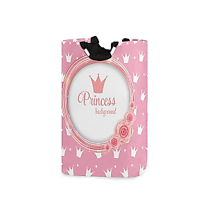 Laundry Hamper Bucket Collapses Laundry Basket Princess Crown Washing Bin for Home Organizer Nursery Storage Baby Hamper Kids Room