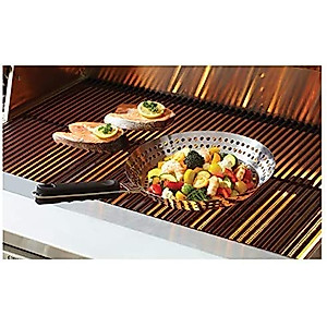 Mr. BBQ Stainless Steel Skillet with Removable Heat Resistant Handle - Perfect for Cooking Vegetables, Stir Fry, Seafood and More - Great for Tailgating and Camping