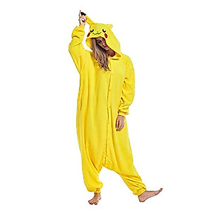 Sqlszt Animal Adult Onesie One Piece Cosplay Pajamas Jumpsuit Costume for Women Men Halloween christmas M Yellow