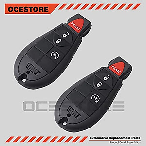 OCESTORE 2Pcs Car Key Fob Keyless Control Entry Remote M3N5WY783X Alarm 3 Button Vehicles Replacement Compatible with Ram 1500 2500 3500 GQ4-53T