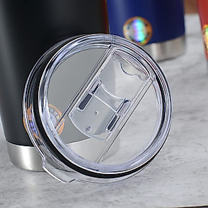 Splash Resistant Tumbler Lids 20 oz 6 Pack,Tumbler Lids Spillproof 20 oz For Ye-ti Rambler, Old Style RTIC, Ozark Trails and more Cooler Cup (Transparent Slide, 20 OZ 6 Pack)