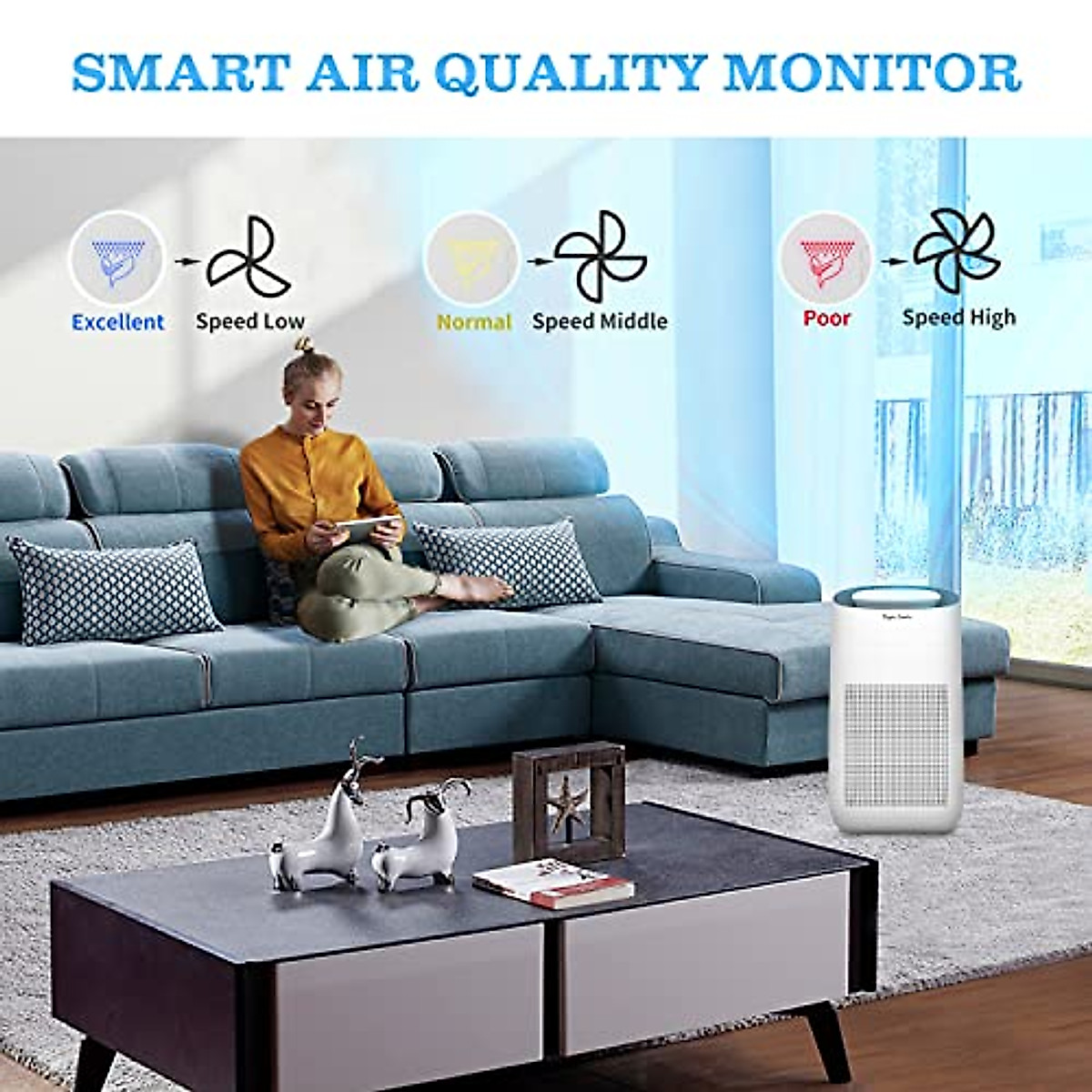Air Purifiers for Home Large Room up to 1076 sq.ft, 400+m³/h UV Light for removing Allergens, Smoke, Dust, Odors, Pollen, Pet Dander