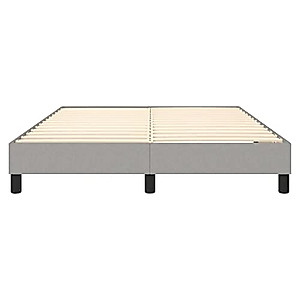 vidaXL Box Spring Bed Frame Home Indoor Bedroom Bed Accessory Wooden Upholstered Double Bed Base Furniture Light Gray 53.9"x74.8" Full Fabric