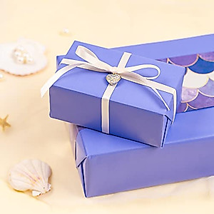 MAYPLUSS Reversible Wrapping Paper Roll - Mini Roll - 17.3 Inch X 32.8 Feet - Purple Mermaid with Glitter Metallic Foil Design (47.3 sq.ft.ttl)