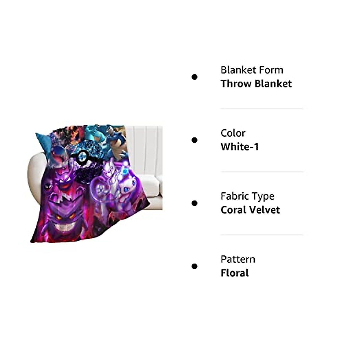 Anime Soft Throw Blanket Bedding Fleece Blankets Lightweight Cozy Warm Fit Home Living Couch Bed Sofa All Season 40"*50" （100 * 130cm）