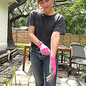 Wells Lamont 3 Pair Pack Women’s Gardening Gloves | PU Coated Grip Work Gloves| Each Pack Includes Pink, Green, Purple | Medium (413MF)