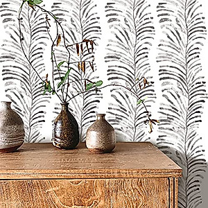 Modern Peel and Stick Wallpaper Boho Contact Paper for Cabinets Brown Wallpaper for Bedroom Self Adhesive Wallpaper Removable Stripe Wall Paper for Nursery Herringbone Shelf Drawer Liner17.3” x 78.7”