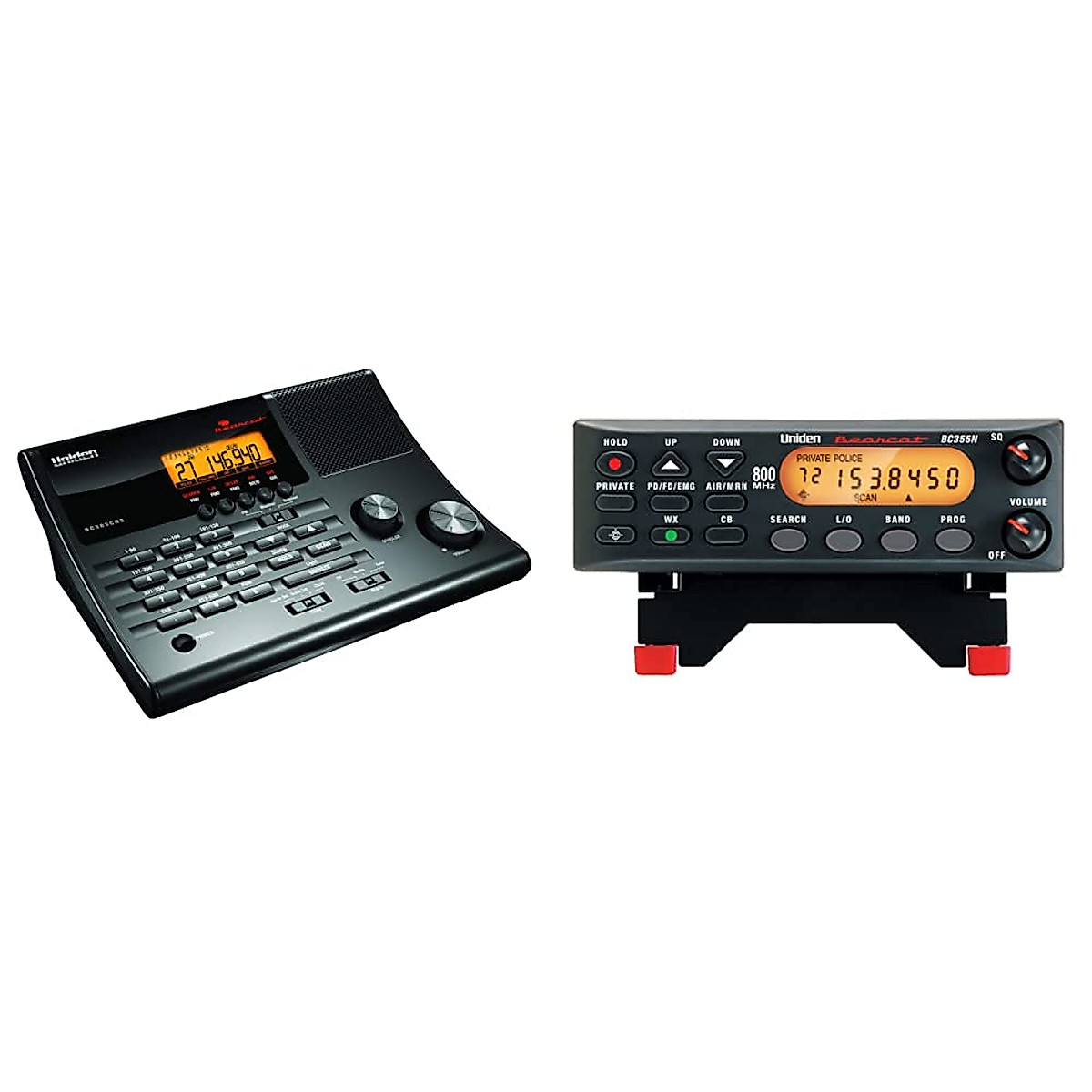 Uniden BC365CRS 500 Channel Clock/FM Radio Scanner with Weather Alert & BC355N 800 MHz 300-Channel Base/Mobile Scanner, Close Call RF Capture, Black