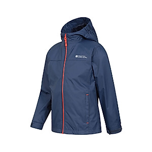 Mountain Warehouse Torrent Kids Waterproof Jacket - Rain Coat, Pockets Dark Blue 9-10 Years