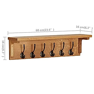 vidaXL Coat Rack Solid Oak Wood Stand Wall Mounted Hook Hanger 23.6"/35.4"