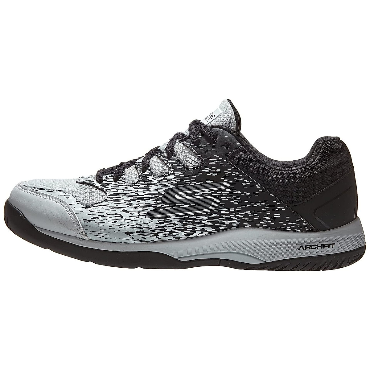 Skechers Men's Viper Court-Athletic Indoor Outdoor Pickleball Shoes with Arch Fit Support Sneaker, White/Black, 10