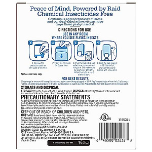 Raid Essentials Flying Insect Light Trap Starter Kit, 1 Plug-In Device + 1 Cartridge, Featuring Light Powered Attraction