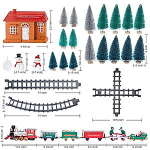 JOYIN Christmas Train Set with Real Smoke, Battery Operated Electric Train Set Including Steam Locomotive Engine, Passenger Car, Gift Car, 2 Xmas Elves, 1 Santa Santa and More! Best Xmas Train Gifts