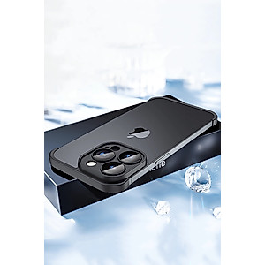 LEKEVO Frameless Fit for iPhone 15 Pro Max Bumper Case with Camera Lens Protector, Slim Soft TPU Shockproof Phone Cover, Minimalist Yet Protective Shell (Black)