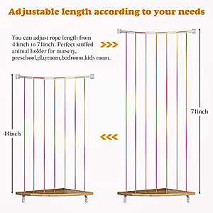 Zayysoha Stuffed Animal Storage Wood Hanging Toy Organizer with Adjustable Elastic Rope, Soft Toy Shelf Large Corner Plush Toys Holder for Nursery Play Room Bedroom Kid Room