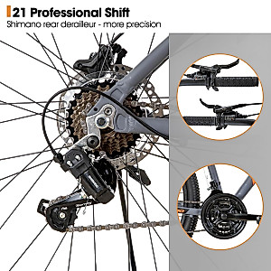 HH HILAND 27.5 inch Mountain Bike 21 Speeds, Lock-Out Suspension Fork, Aluminum 18 inch Frame Hydraulic Disc-Brake for Men Women Mens MTB Bicycle Adlut Bike