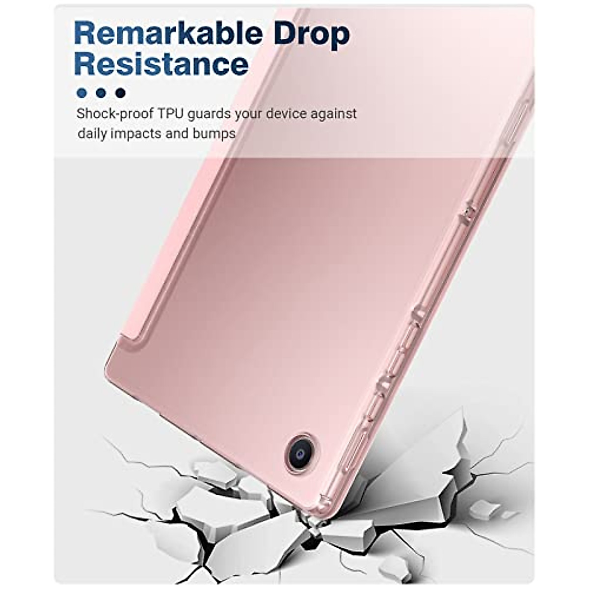 TiMOVO for Galaxy Tab A8 Case 2021/2022 10.5 Inch SM-X200/ SM-X205, Slim Soft TPU Translucent Frosted Back Protective Cover Shell with Auto Wake/Sleep Feature for Samsung A8 Tablet, Pink