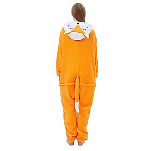 ABENCA Women Fox Onesie Pajama Costume Adult Animal Halloween Christmas Cosplay Onepiece, L