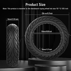 Cooryda 10x2.125 Solid Tire,10 inch Solid Rubber Tires 10x2.125 Solid Electric Scooter Tire Tubeless Front or Rear Replacement Solid Rubber Wheels for Electric Scooter 2pc Black